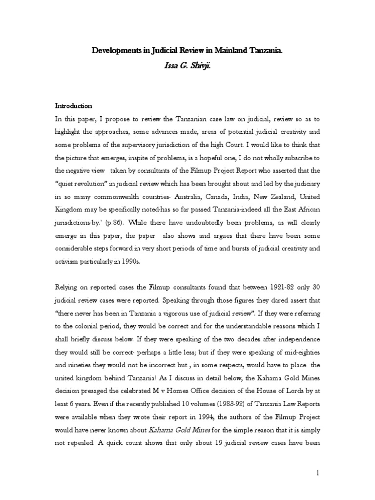 Judicial Review in Tanzania | PDF | Habeas Corpus | Certiorari
