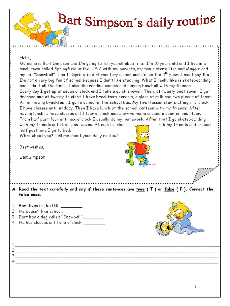Bart Simpsons Routine | PDF | Bart Simpson | The Simpsons