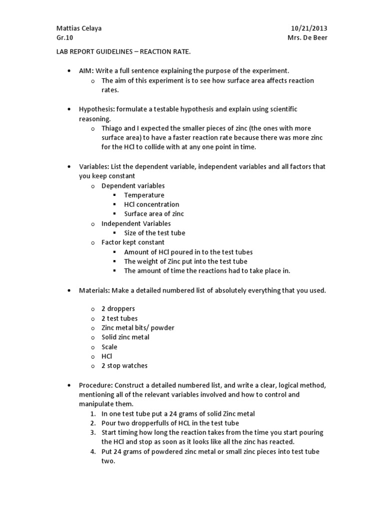 Surface Area's Effect on Reaction Rate | PDF | Reaction Rate | Chemical ...