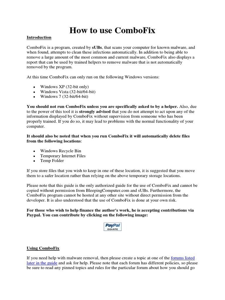 How To Use ComboFix | PDF | Microsoft Windows | Windows Xp