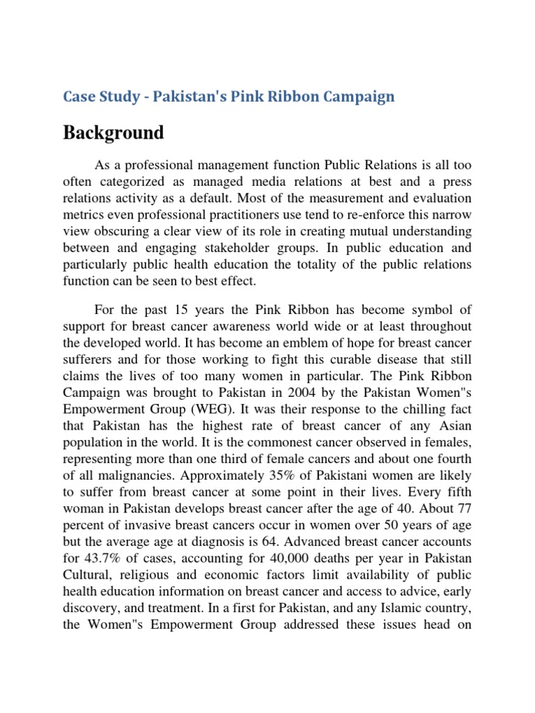 Case Study Pink Ribbon | PDF | Breast Cancer | Mass Media