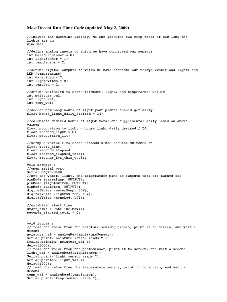 Most Recent Run-Time Code (Updated May 2, 2009) | PDF | Arduino ...
