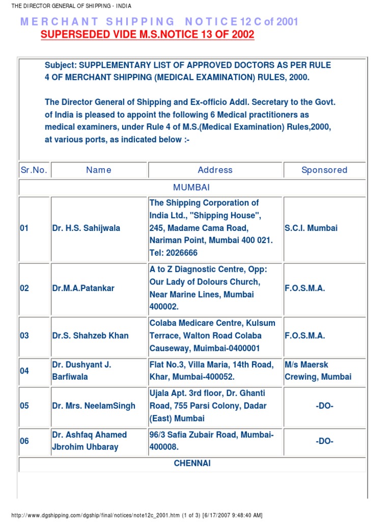 Superseded Vide M.S.Notice 13 of 2002: Merchant Shipping ...