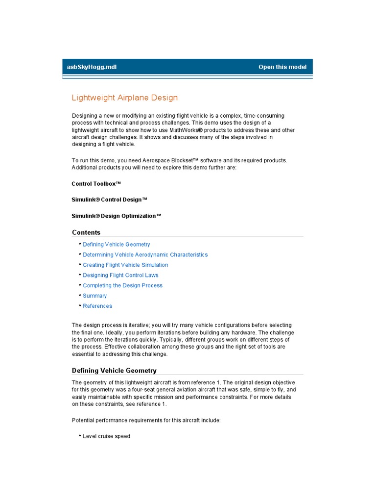 Help - Lightweight Airplane Design PDF | PDF | Control Theory | Aerospace Engineering
