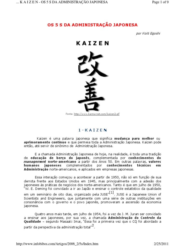 Kaizen: Os 5 S Da Administração Japonesa | PDF | Samurai | Japão