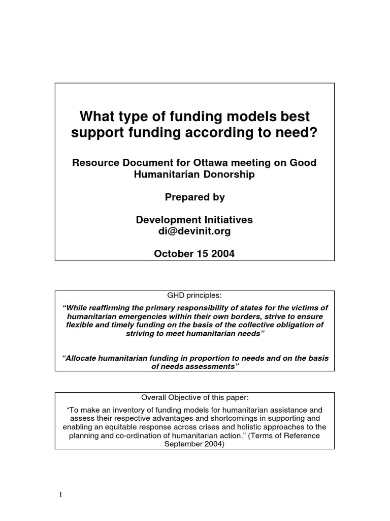 Funding Models | PDF | Humanitarian Aid | Non Governmental Organization