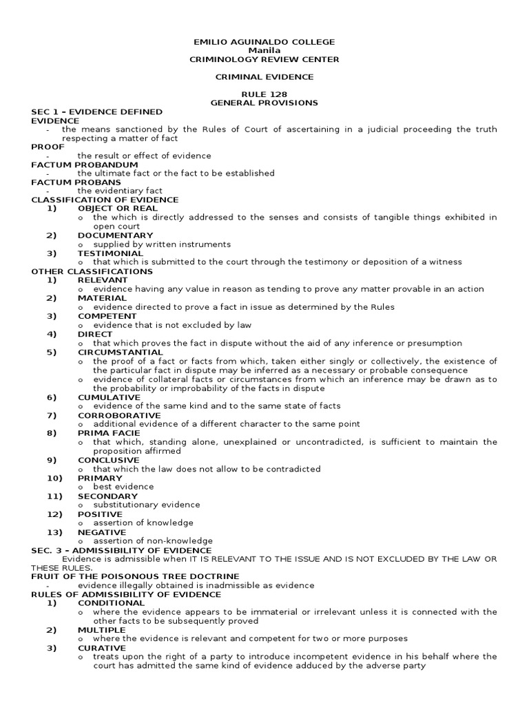 criminal evidence.doc | Evidence (Law) | Burden Of Proof (Law)