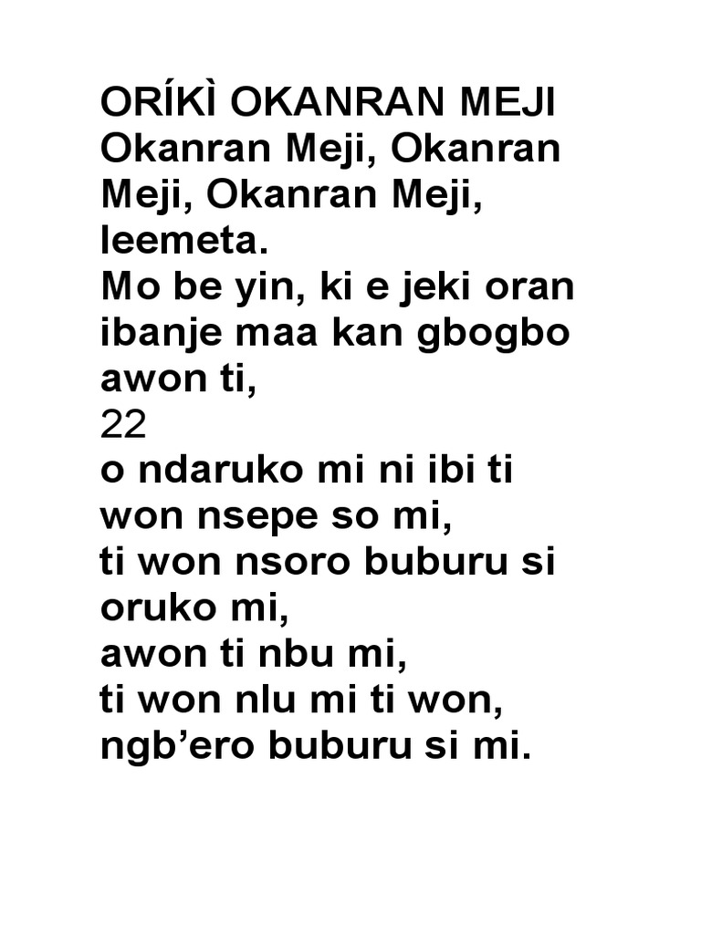 Oríkì Okanran Meji | PDF