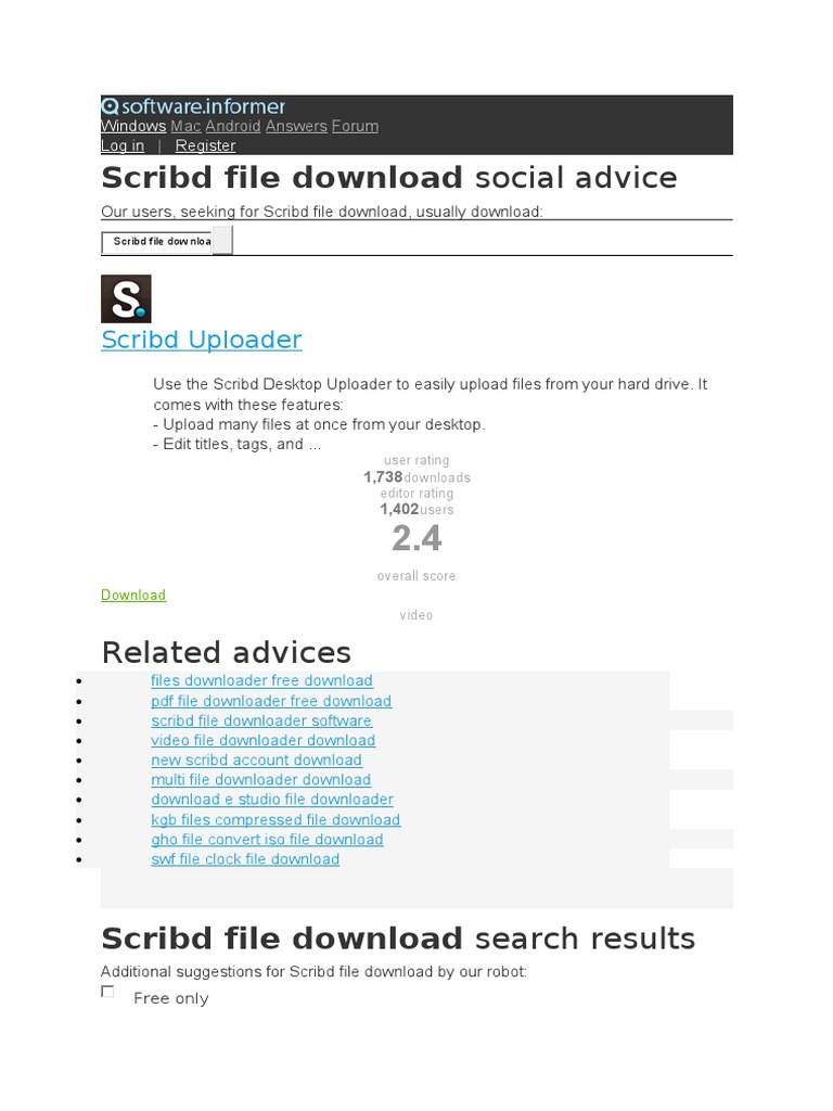Scribd File Download Social Advice: Related Advices | PDF | Scribd | Computer File
