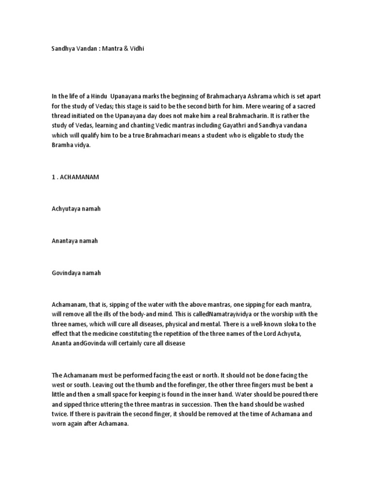 Sandhya Vandan | PDF | Hindu Literature | Hindu Mythology