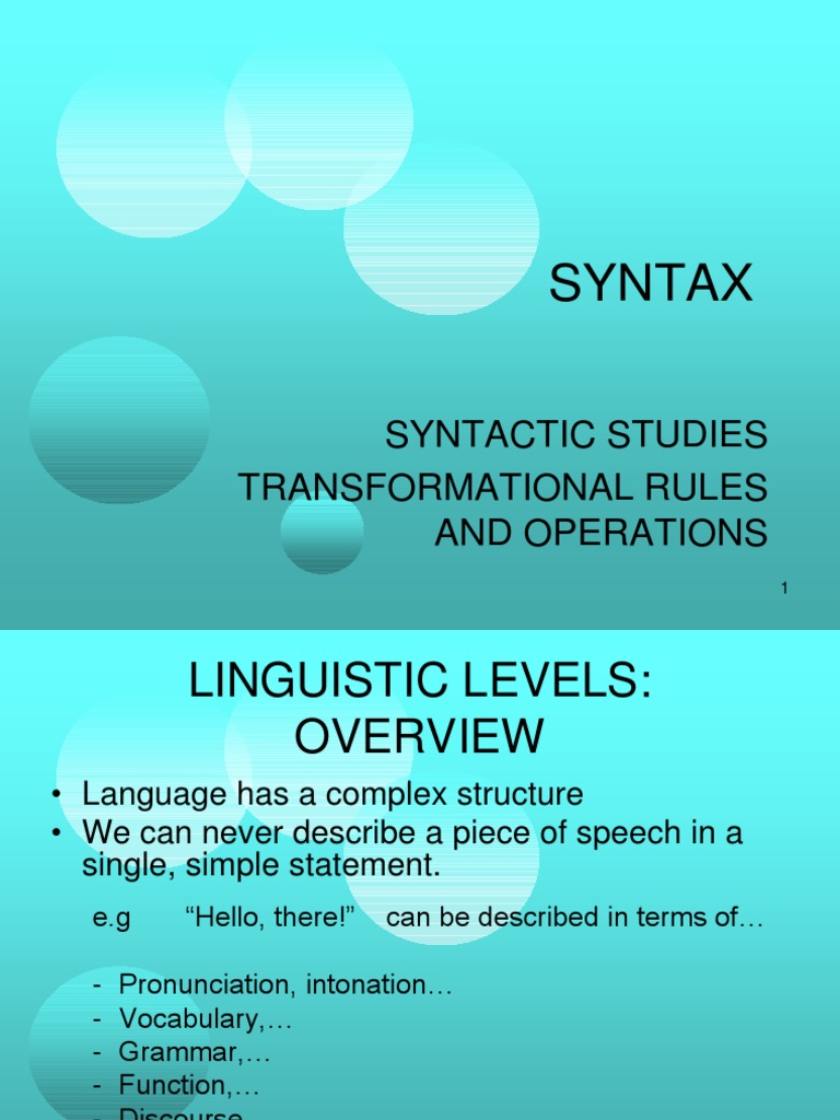 SYNTAX - transformational rule & operations a.ppt | Syntax | Phonology