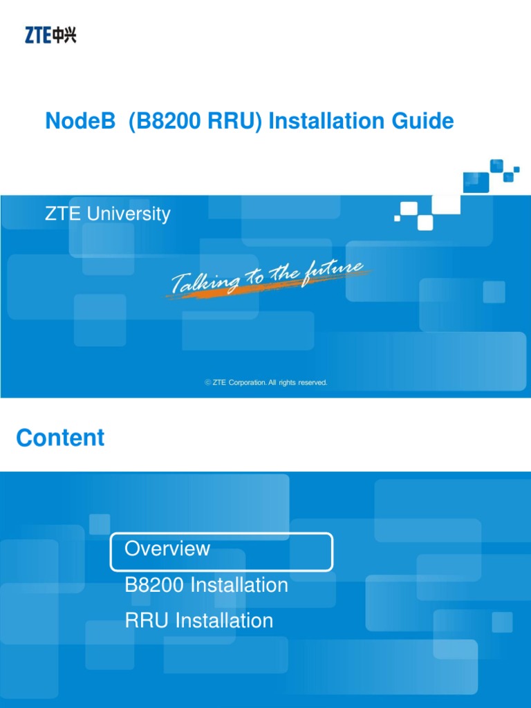 Nodeb (B8200 Rru) Installation Guide: Zte University | PDF | Cable ...