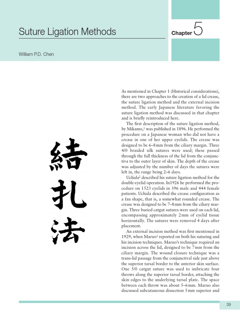 Chapter 5 - Suture Ligation Methods PDF | PDF | Surgical Suture | Surgery