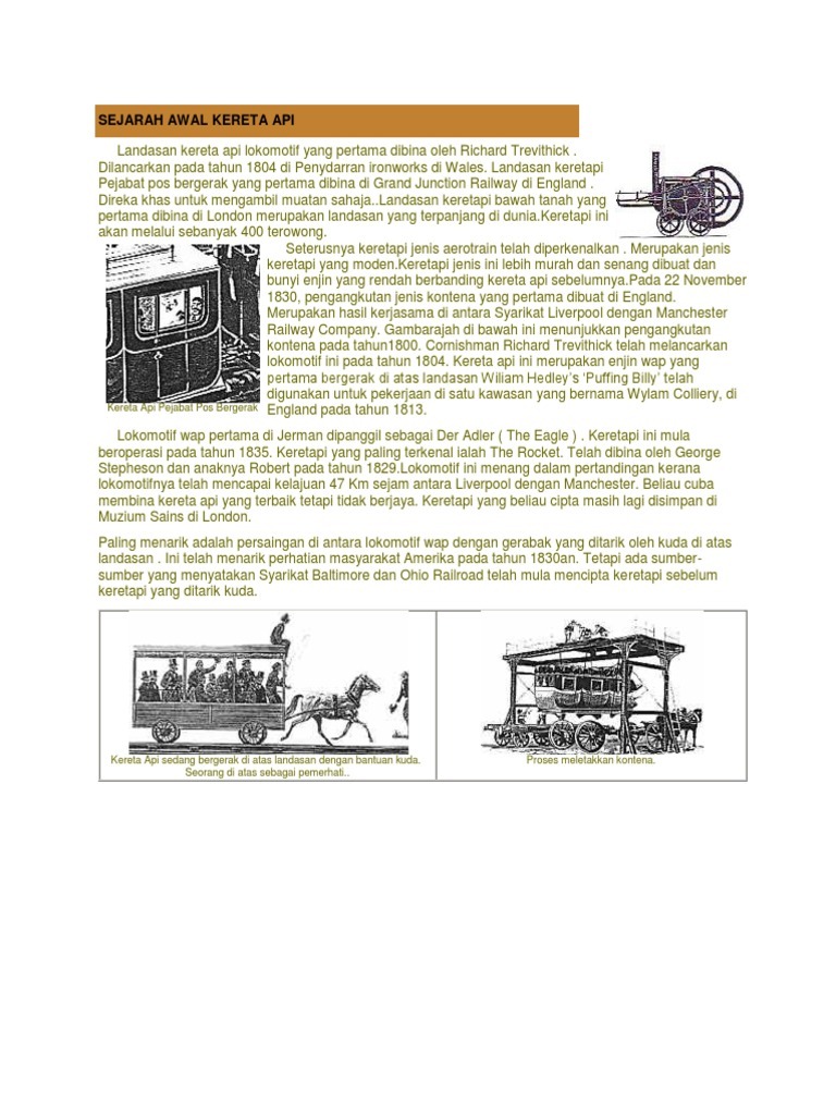 Sejarah Awal Kereta Api | PDF