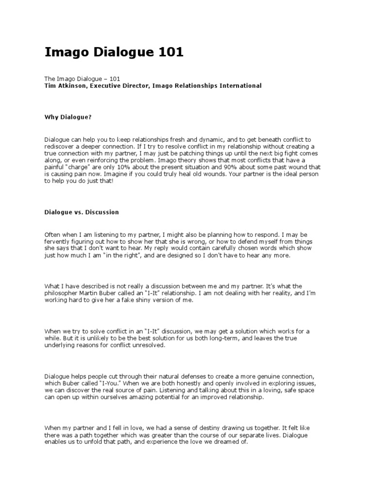 Imago Dialogue 101 | Dialogue | Criticism