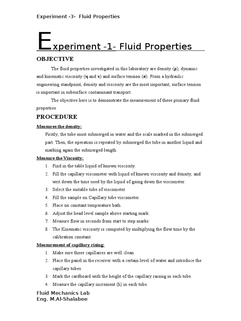 Fluid Properties Measurement Experiment | PDF