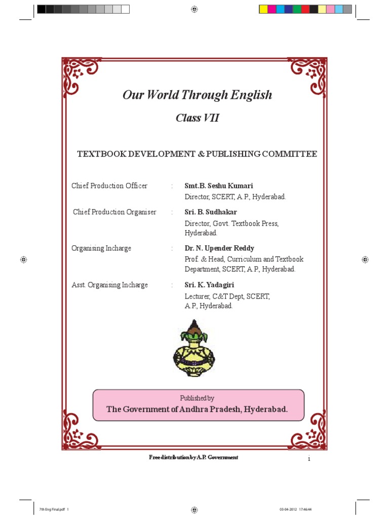 Class 7 English Text Book AP Syllabus Adjective Languages