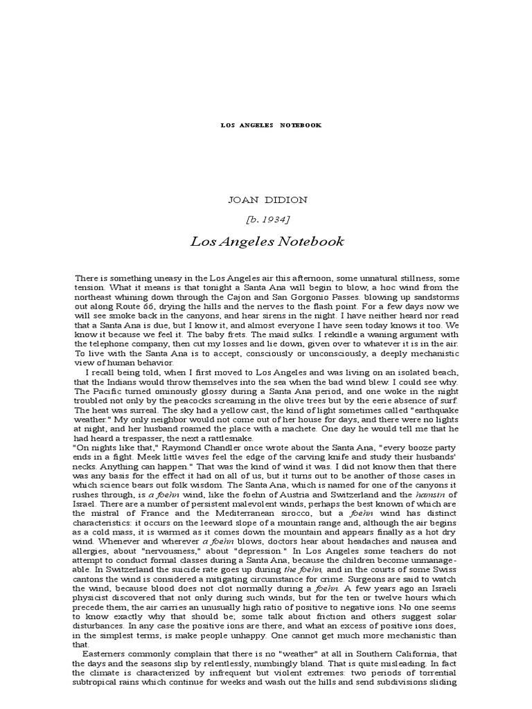 (Didion Joan) Joan Didion - Los Angeles Notebook | PDF | Meteorological ...