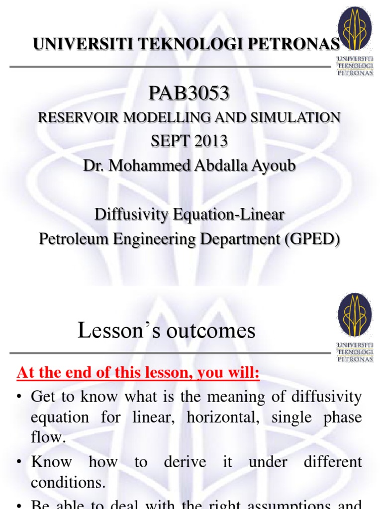 Diffusivity Equation in Reservoir Flow | PDF | Fluid Dynamics ...