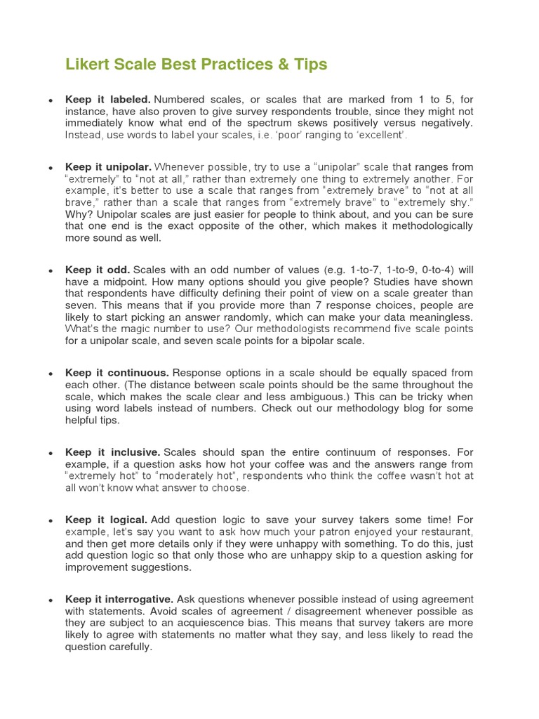 Likert Scale Best Practices.docx | Likert Scale | Survey Methodology