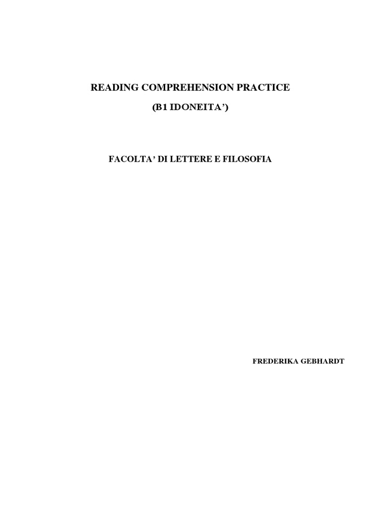 B1 - Reading - Comprehension - PDF English Reading Comprehension ...