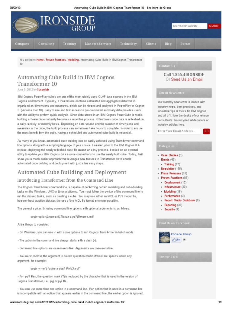 Automating Cube Build in IBM Cognos Transformer 10 - The Ironside Group ...