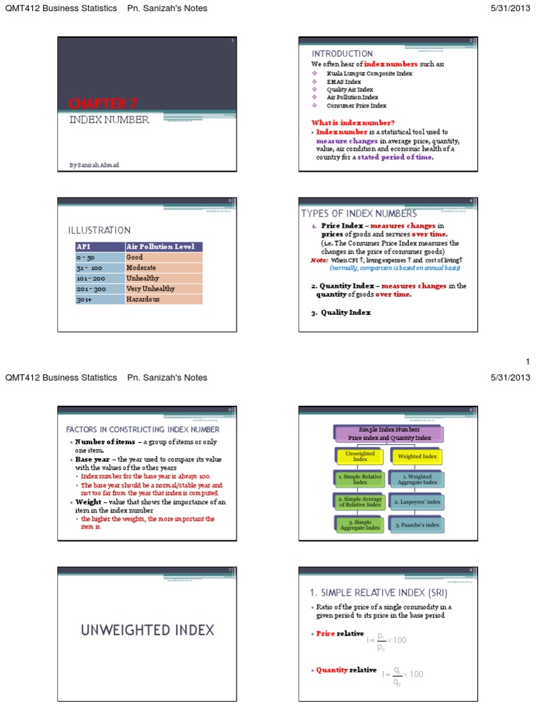 CHAPTER 7 - Index Numbers PDF | PDF | Price Indices | Consumer Price Index