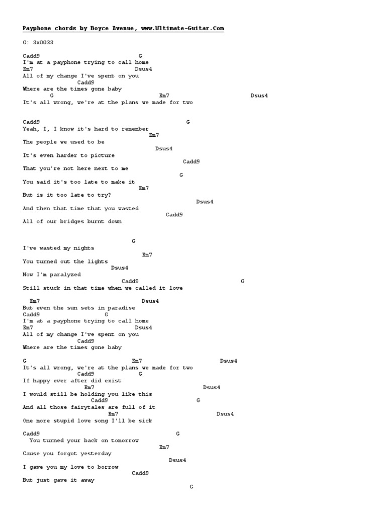 Payphone Chords | PDF | Song Structure | Musical Compositions