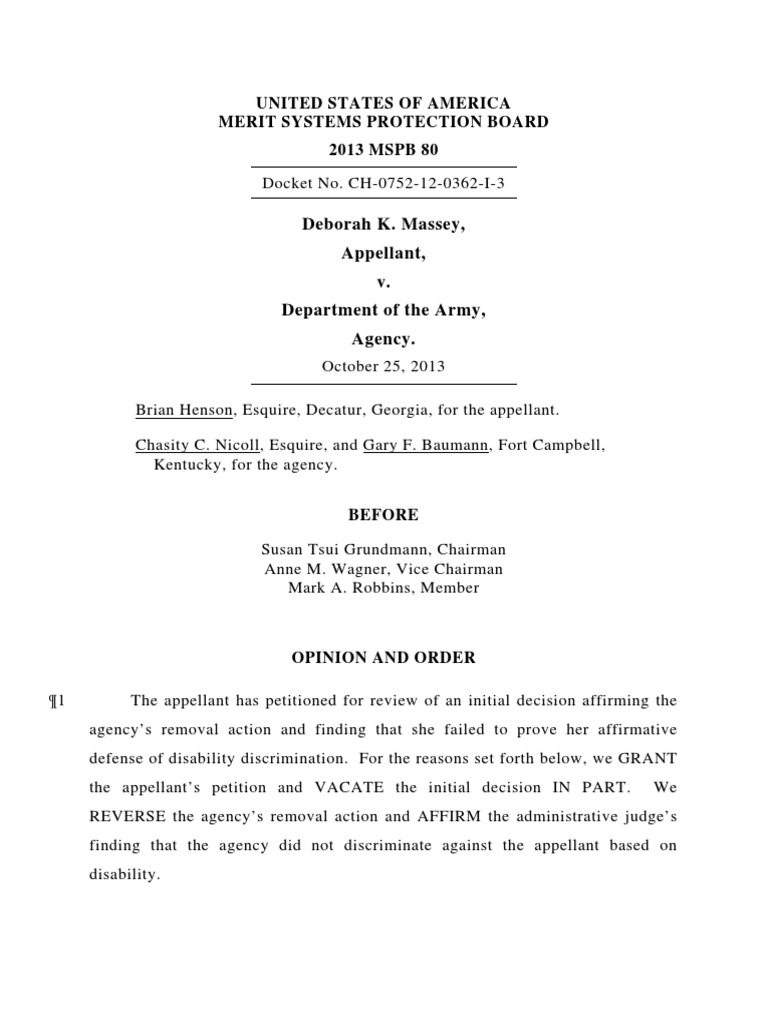 Massey v. Dept. of The Army | PDF | Equal Employment Opportunity ...