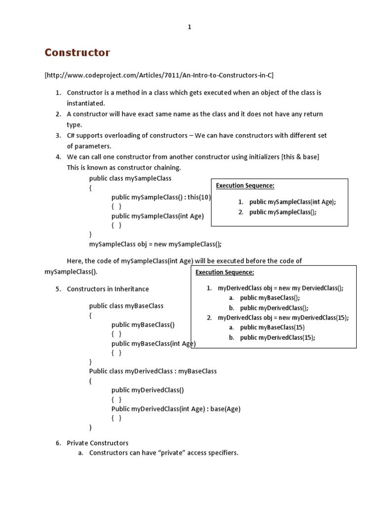 Constructor Execution Sequence Pdf Class Computer Programming Inheritance Object