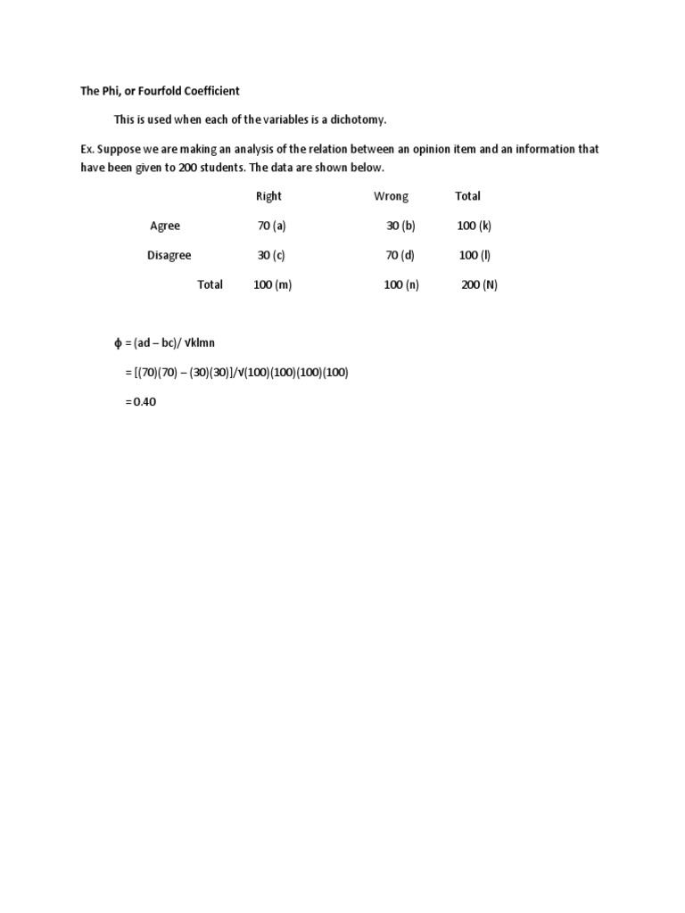 The Phi Coefficient | PDF | Science & Mathematics | Computers