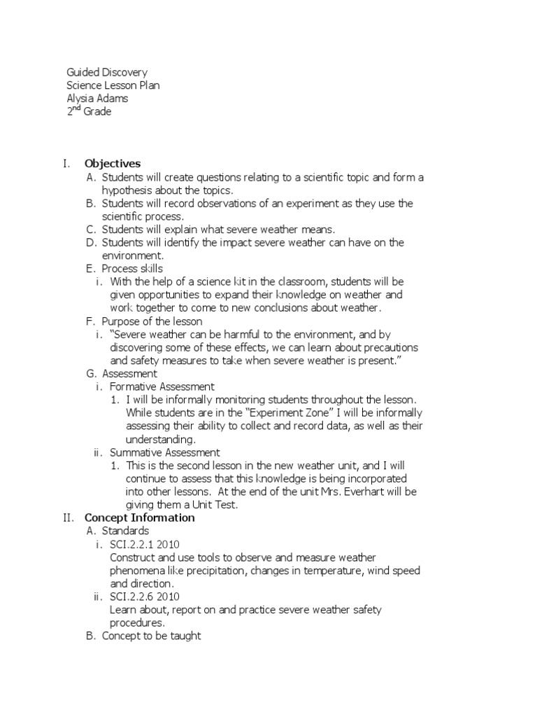 Severe Weather Lesson Plan | PDF | Hypothesis | Experiment