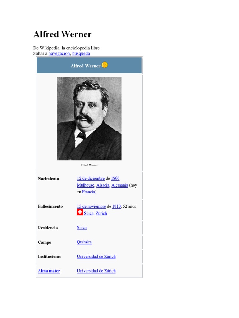 Alfred Werner | Complejo de Coordinación | Química