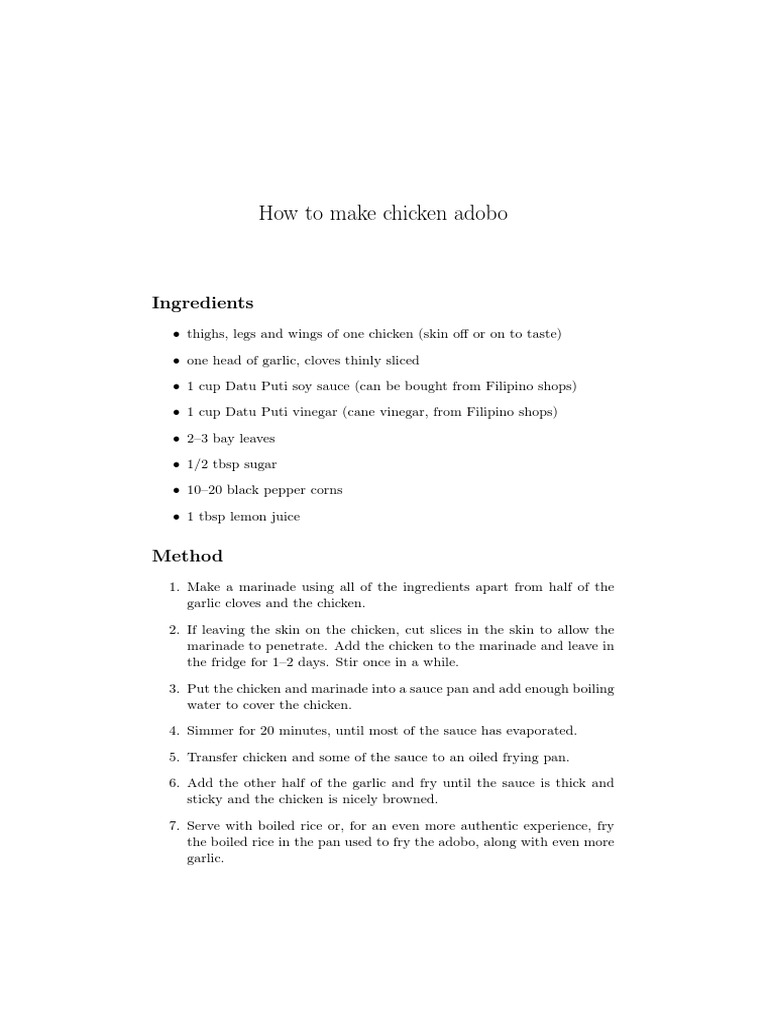 How To Make Chicken Adobo | PDF