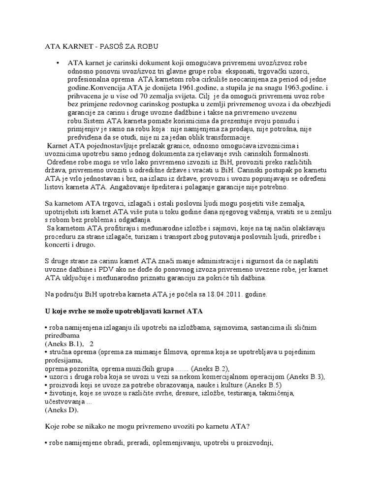 ATA Karnet | PDF