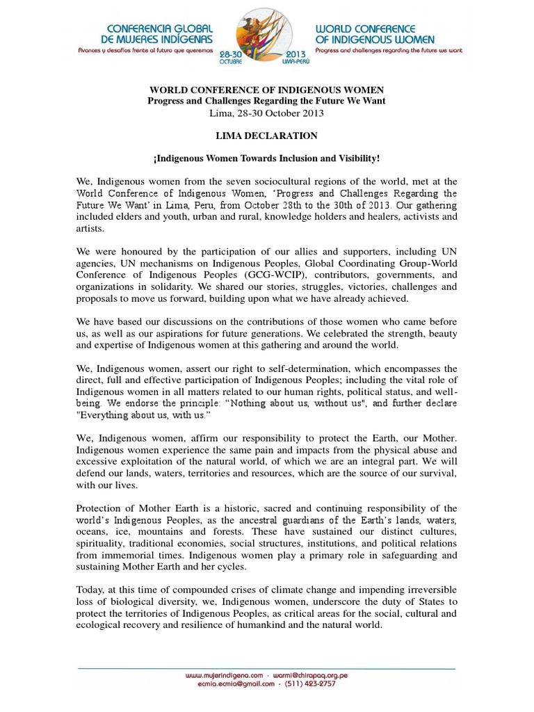 Lima Declaration | PDF | Indigenous Peoples | Violence