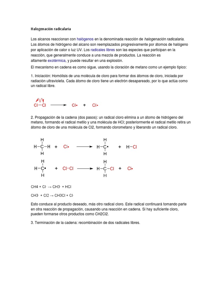 Halogenación Radicalaria | PDF