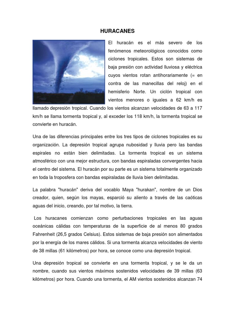 Huracan Es | PDF | Ciclones tropicales | Velocidad del viento