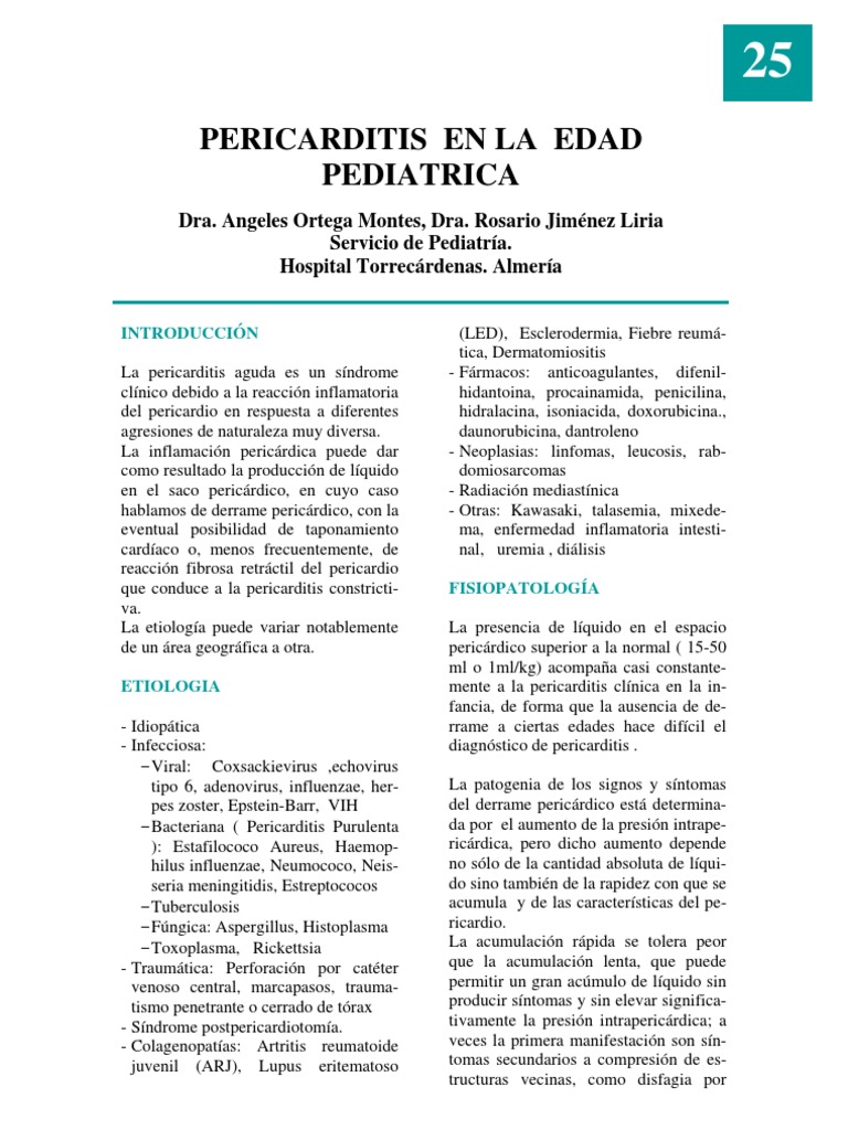 Pericarditis Pediatria | PDF | Sistema cardiovascular | Especialidades ...