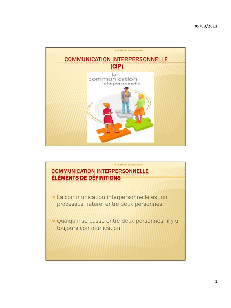 Cours Communication Interpersonnelle PPT 04 | PDF | Communication non ...