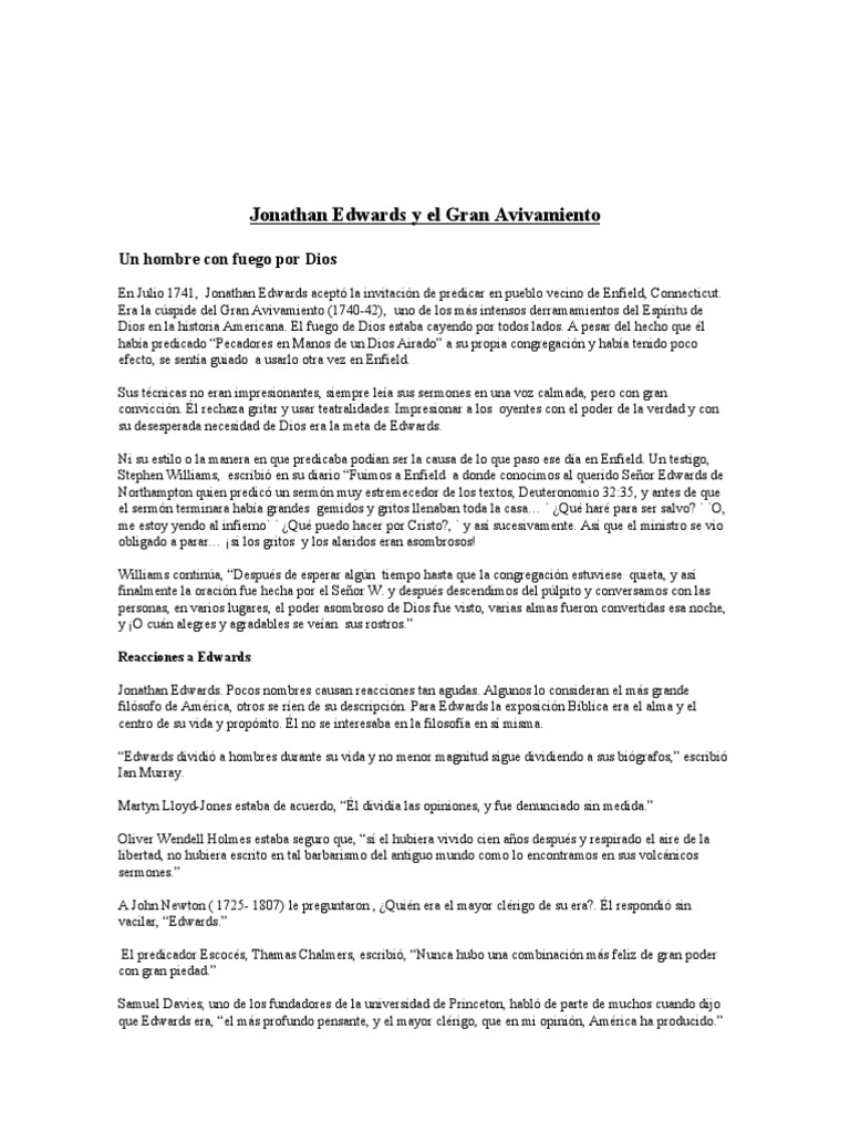 Jonathan Edwards y el Avivamiento | PDF | Historia | Religión y ...