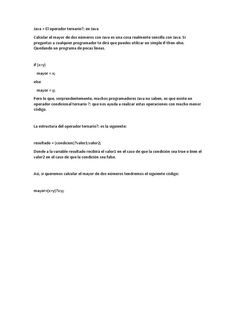 Java Operador Ternario | PDF