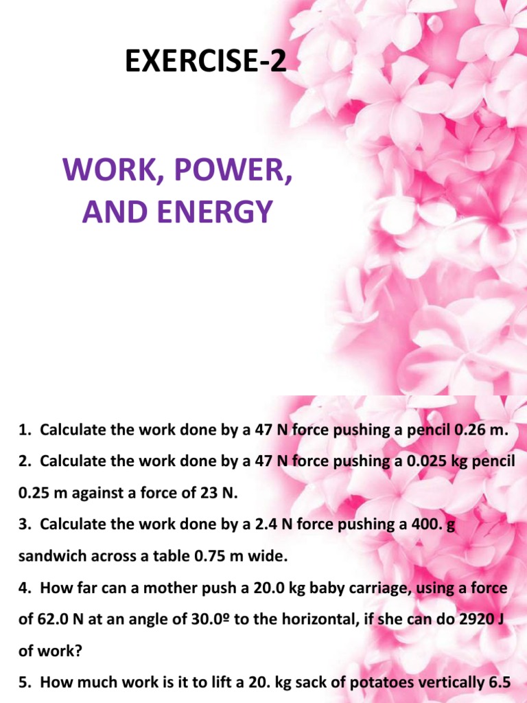 Exercise Work and Energy-2 | PDF | Teaching Methods & Materials ...