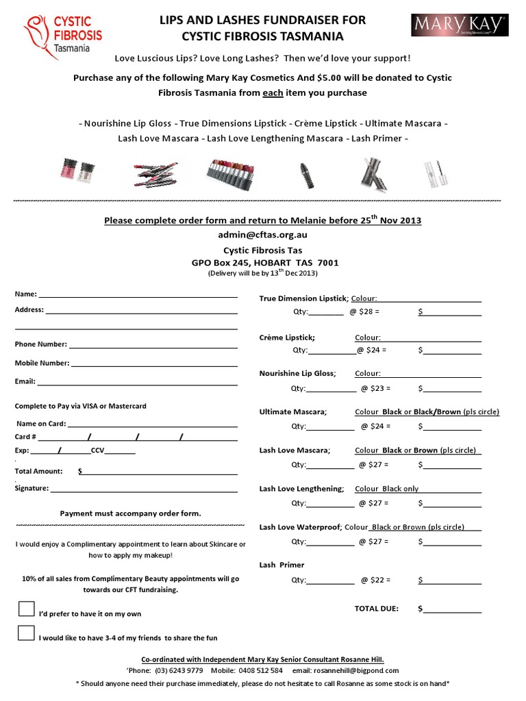 Printable Mary Kay Order Form - Printable Forms Free Online