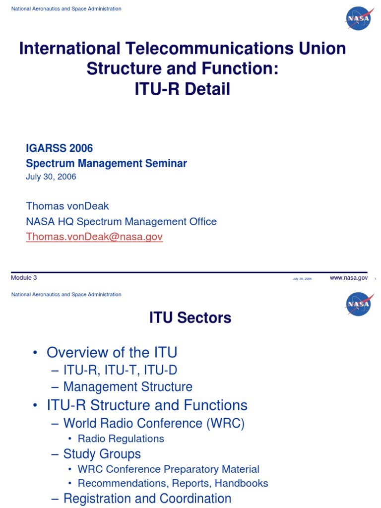 ITU Structure & Spectrum Management | PDF | Radio Spectrum ...