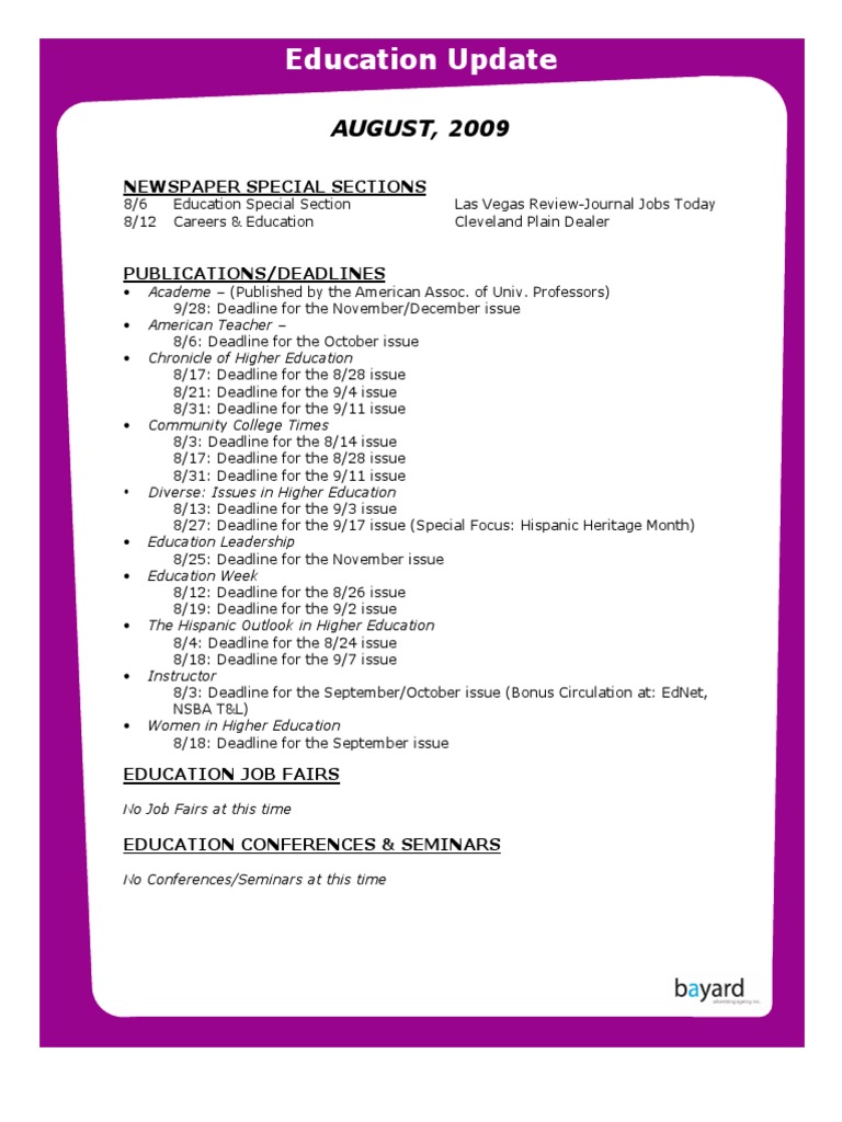 Education Update Update Updateupdate Chart: August, 2009 | PDF ...