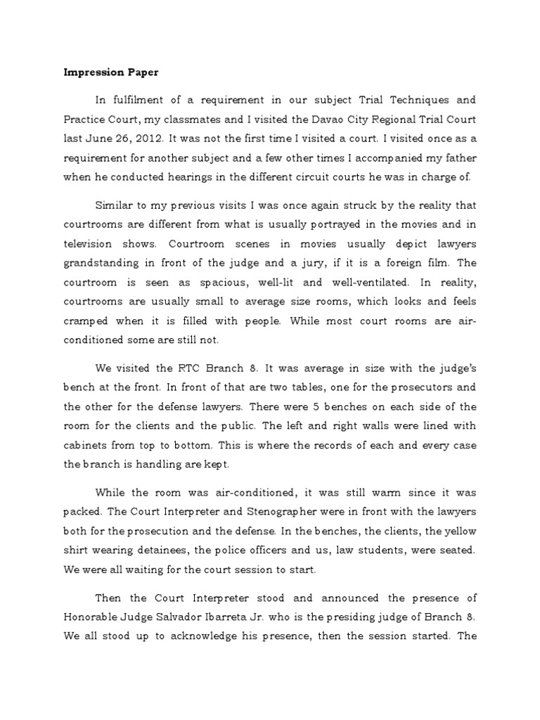 Legal Writing Impression Paper | Download Free PDF | Courtroom | Prosecutor