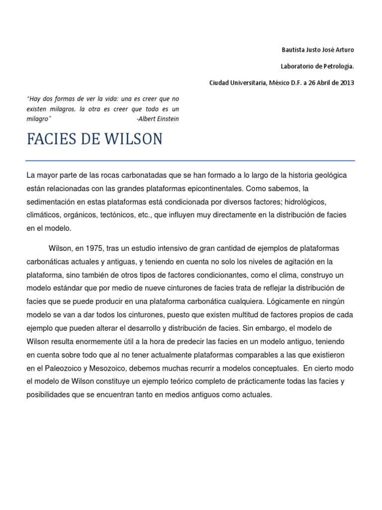 Facies de Wilson en Plataformas Carbonatadas | PDF | lago | Arrecife de ...