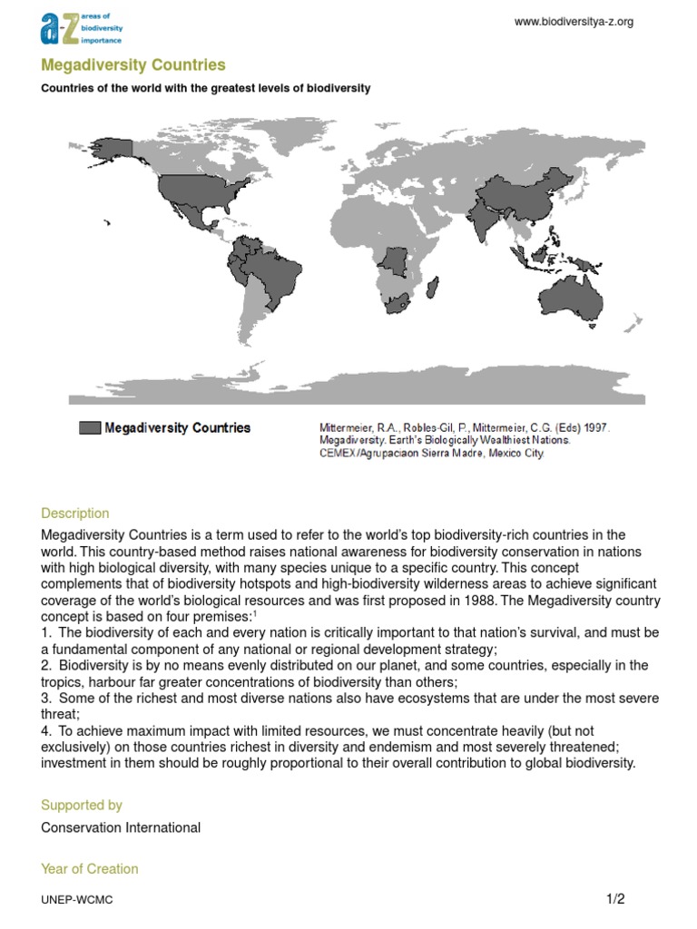 Megadiversity Countries PDF | PDF | Biodiversity | Conservation Biology