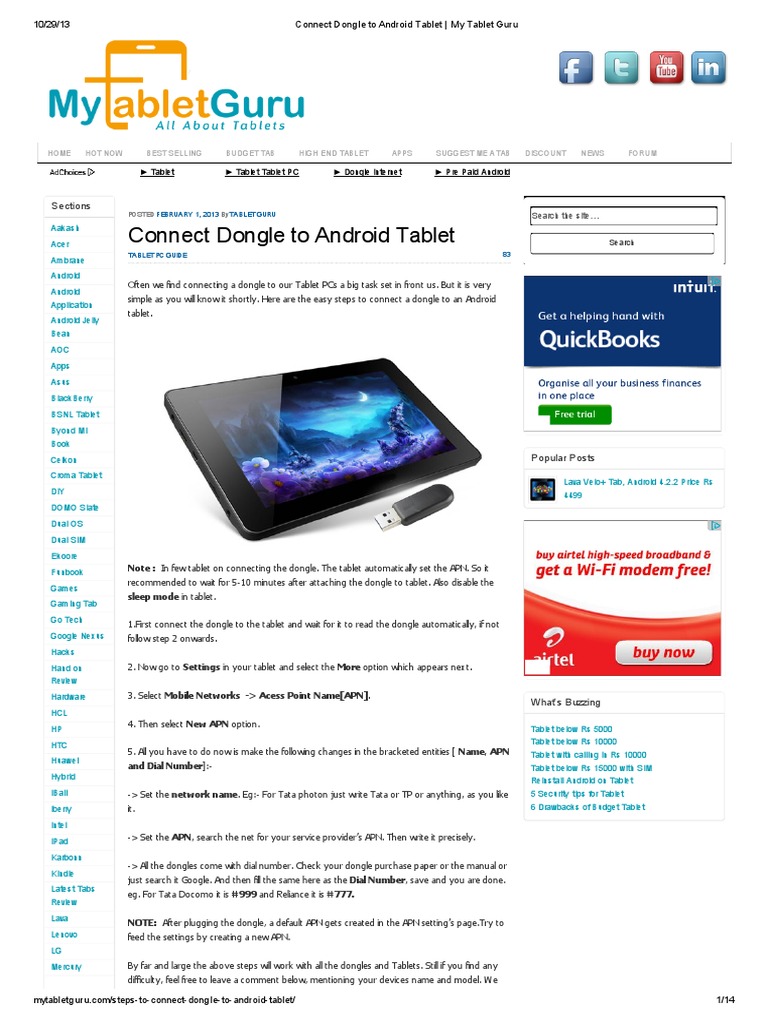 Connect Dongle to Android Tablet _ My Tablet Guru.pdf | Tablet Computer ...